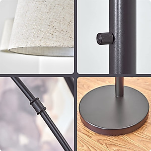 Kira Home Akira 79" 3-Light Modern Arc Floor Lamp with Weighted Base & 3-Way Switch, Oatmeal Shades + Oil Rubbed Bronze Finish