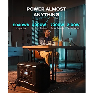 OUPES Mega 5 Portable Power Station 4000W, 5040Wh Solar Generator with 6x240W Solar Panels, LiFePO4 Battery Station Made for Emergency, Home Backup, Outdoor Camping RV/Van