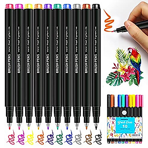 Piochoo Calligraphy Pens,10 Refill Colors Brush Markers Hand Lettering Pens for Beginners, Hand Writing, Drawing, Sketching, Journaling, Illustrations