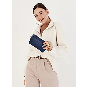 YALUXE Real Leather Wristlet Clutch Handbag Crossbody Bag Cellphone Purse RFID Blocking