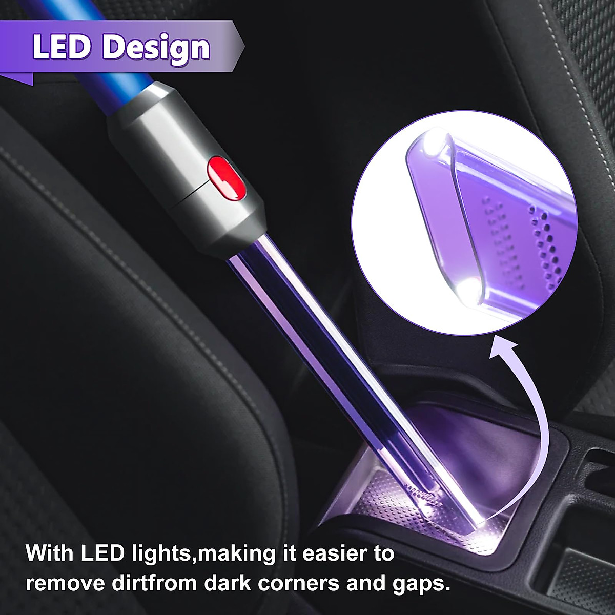 ilovelife Crevice Tool Nozzle Brush with Led Lights Quick Release for Dyson V7 V8 V10 V11 V15 Cordless Vacuum Cleaner Parts