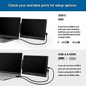 SideTrak Swivel Attachable Portable Monitor for Laptop 12.5” FHD IPS Laptop Screen with 14” Protective Case | Compatible with Mac, PC, & Chrome | Fits All Laptop Sizes | Powered by USB-C or Mini HDMI