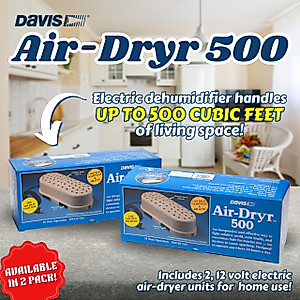 Davis Instruments Air-Dryr 500 Dehumidifier Bundle (2 Pack) Quiet Boat Dehumidifier for Moisture Problems and Wet Air Solution - Portable Dehumidifier for RVs, Campers, Boats, Home, Office and More!