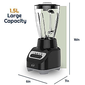 iCucina Countertop Smoothie Blender for Kitchen with 48 oz Glass Jar, 700W Professional Glass Blender for Shakes and Smoothies, Frozen Fruits, Baby Foods, 12-Speed for Mix, Puree, Ice Crushing and Easy Clean, Black, Licuadoras