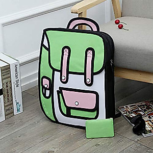 S-YUWEN 2D Comic Backpack, Creative Cartoon School Bag, 3D Jump Style Comic Bookbag, Comic Bookbag for Teenager Students Girls Daypack Travel Rucksack,Perfect Size for School and Travel