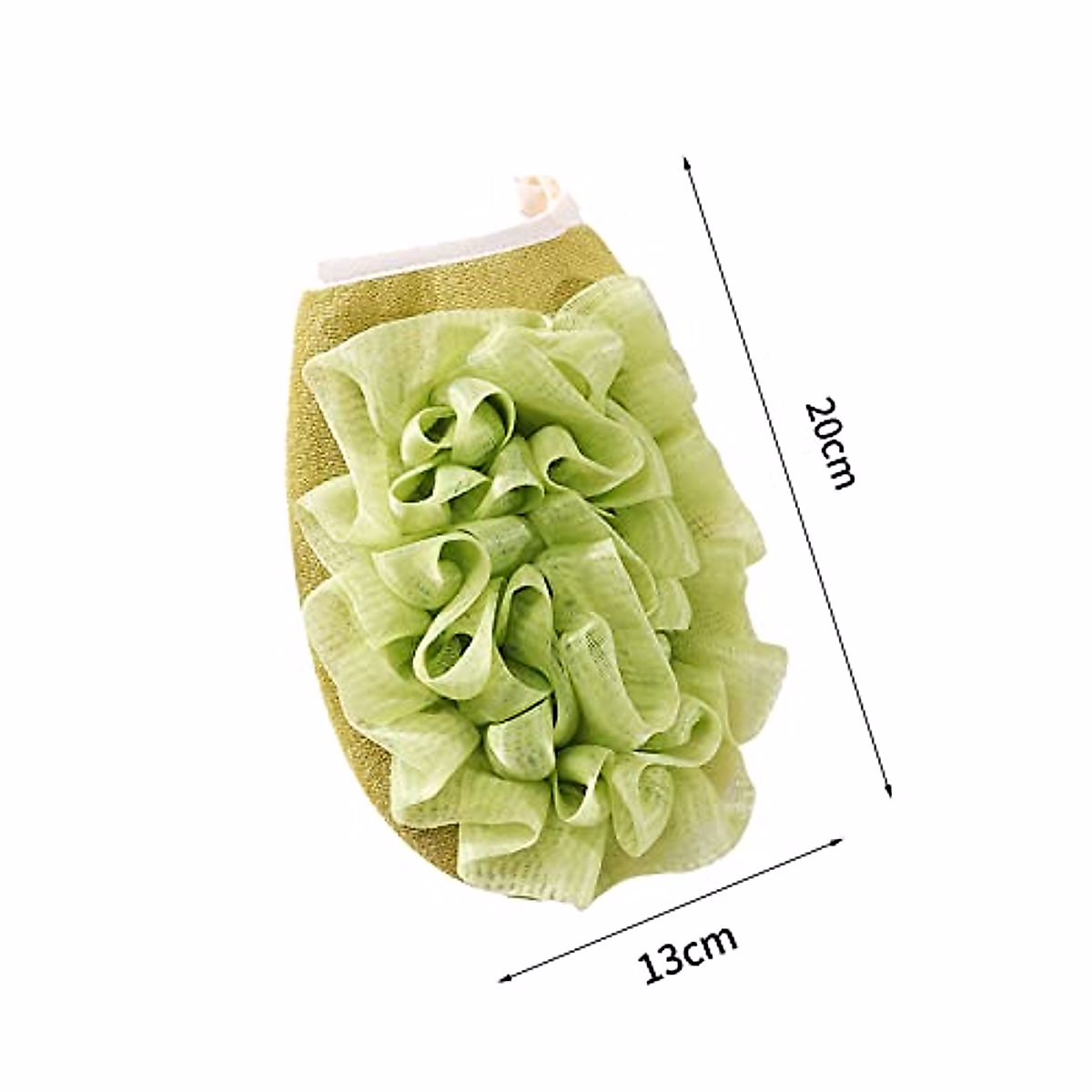 2PCS Shower Gloves with Flower Bath Ball Exfoliating Body Pad Deep Cleaning Gloves for Bathroom, Bathhouses and Spas (Green)
