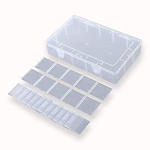 Sympabasic Souffahouse 2 Pack Plastic Small Crafts Storage Boxes with Adjustable Dividers (15 Grid)