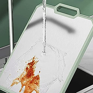MMOOCO Chopping Board, Double-Sided Chopping Board,Stainless Steel Cutting Board,Non-Slip and Easy to Grip,Best Chopping Board for Cutting -green-42 * 31cm