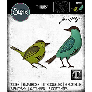 Sizzix Thinlits Die Set 6 Pack , Feathered Friends by Tim Holtz Cutting dies, Multicolor