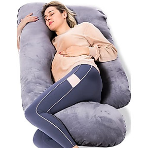 Momcozy Pregnancy Pillows, U Shaped Full Body Maternity Pillow with Removable Cover - Support for Back, Legs, Belly, Hips for Pregnant Women, 57 Inch Pregnancy Pillows for Sleeping, Grey
