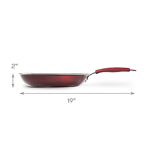 Cooking Light Nonstick Ceramic Fry Pan, Dishwasher Safe, Scratch Resistant, Easy Food Release Interior, Cool Touch Handle and Even Heating Base, 11-Inch Fry Pan, Red