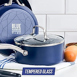 Blue Diamond 7” Universal Tempered Glass Lid, Frying Pan Skillet, Sauté, Saucepan, Stockpot, Oven Safe to 350°F, Dishwasher Safe, Stainless Steel Handle, Clear