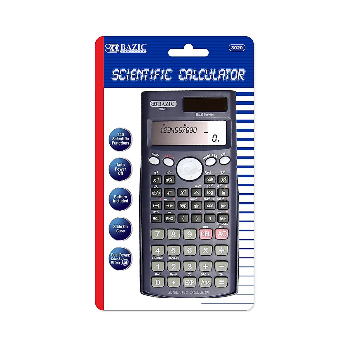 BAZIC Scientific Calculator 240 Function w/Slide-On Case, Engineering Calculators LCD Display, Great for Students and Professionals, Black 1-Pack