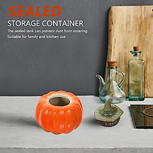 Zerodeko Candy Jar Halloween Bowl Pumpkin Jar Tea Storage Canister Can with Lids Porcelain Tea Container 190ml Sugar Canister Holder Sugar Bowl Cookie Jar Pumpkin Candy Dish Snack Containers