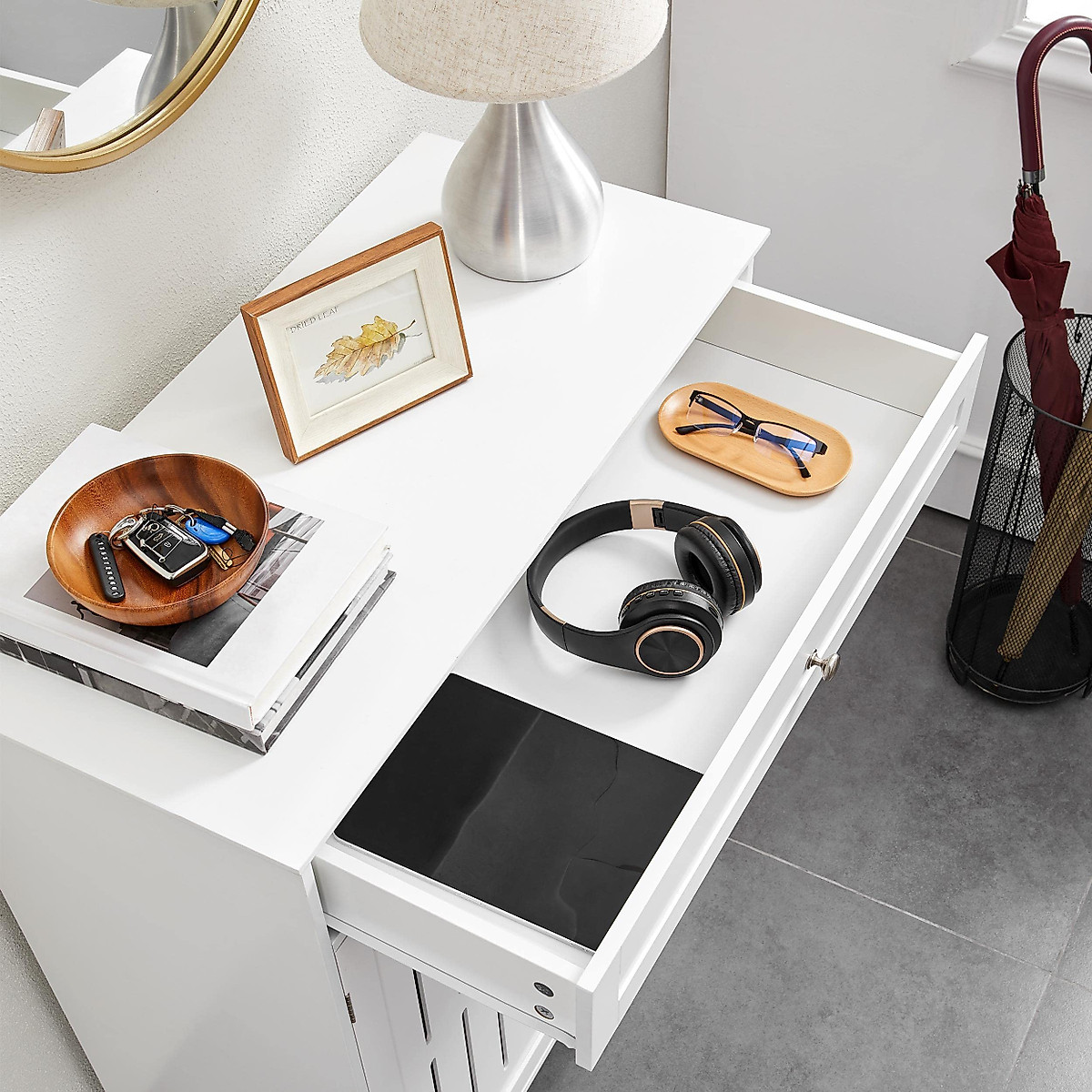 Yaheetech Shoe Cabinet, 4-Tier Shoe Storage Cabinet with Drawer & Adjustable Shelves, Wooden Shoe Rack Organizer with Louvered Doors for Entryway, Hallway, Bedroom, Closet, Living Room, White