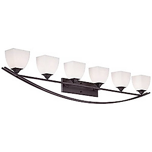 Franklin Iron Works Jenisen Arch Industrial Modern Wall Light Bronze Hardwired 62 3/4" 6-Light Fixture White Glass Shade for Bedroom Bedside Bathroom Vanity Living Room Hallway Dining House Home