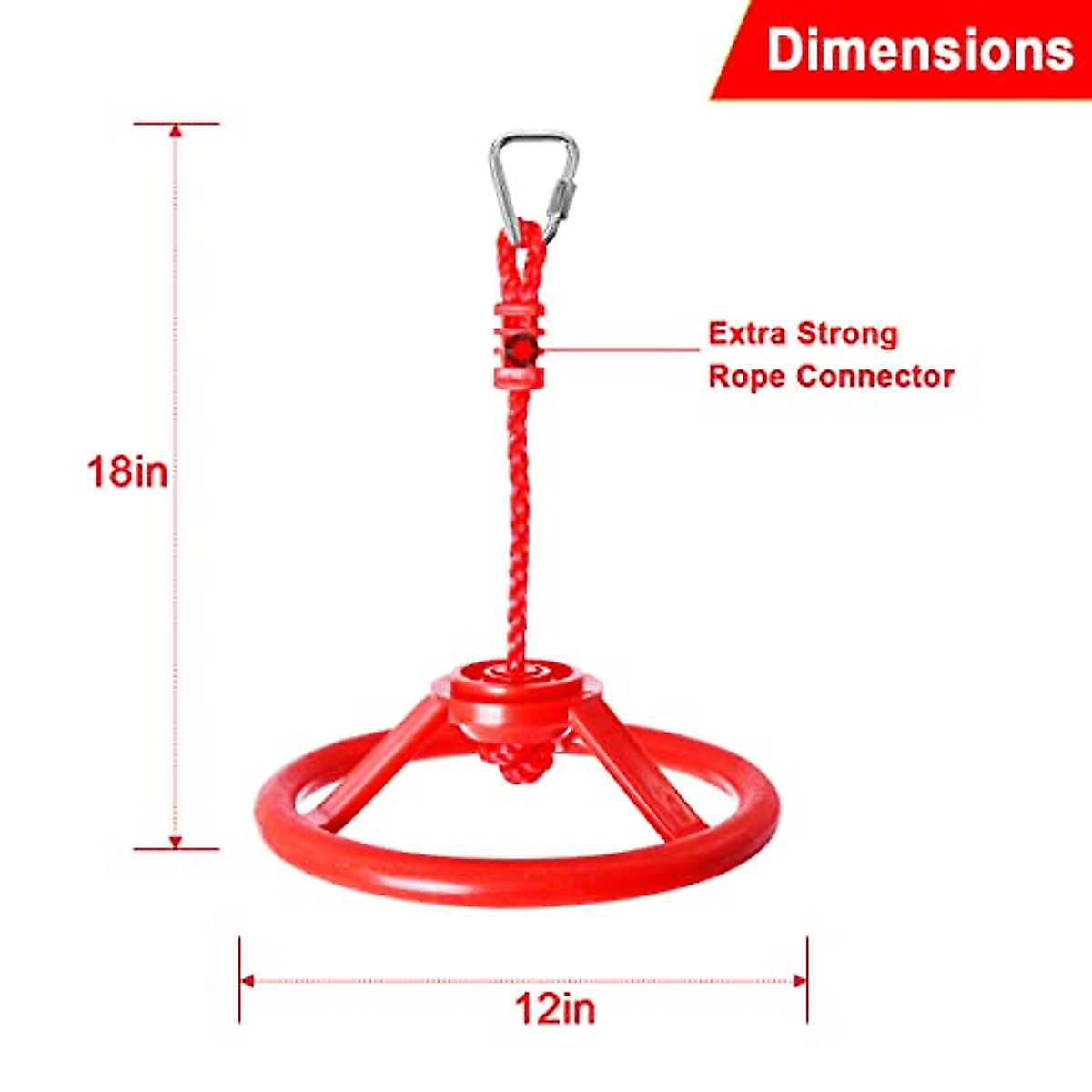 Gardtech Ninja Wheel Obstacle, Swing Spinning Wheels - Gymnastic Wheel, Swing Wheel for Backyard Warrior Obstacle Course Jungle Gym Slackline Kits (Red)