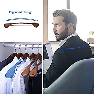 Nature Smile Luxury Wooden Suit Hangers 6 Pack Wood Coat Hangers Jacket Outerwear Shirt Hangers,with Extra-Wide Shoulder, 360 Degree Swivel Hooks & Anti-Slip Bar with Screw(Retro Color)