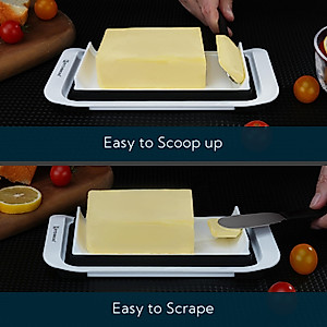 KITCHENDAO Large Airtight Butter Dish with Lid for Countertop and Fridge, Butter Keeper, Plastic Butter Holder Tray for 2 Sticks East Coast/West Coast/European Style/ Kerrygold Butter/ Cream Cheese