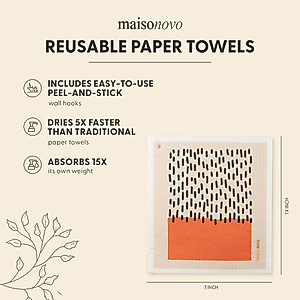 MAISONOVO Swedish Dishcloths | Swedish Dish Towels - Abstract Docle(B) Pack of 2 | Reusable Paper Towels | Reusable Dishcloths | Swedish Dishcloths for Kitchen