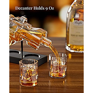 Gifts for Men Dad, Kollea 9 Oz Whiskey Decanter Set with 2 Oz Glasses, Unique Dad Birthday Gift Ideas from Daughter Son, Funny Military Retirement Present, Cool Liquor Dispenser for Home Bar