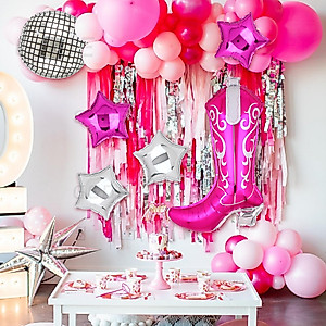 Disco Cowgirl Party Decorations Cowgirl Boot Balloons 90s 80s Birthday Let's Go Girls Western Bridal Shower Last Rodeo Bachelorette Theme Party Decor Supplies 5 Pcs Pink