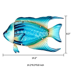 Maansfy Metal Fish Wall Decor Bathroom Garden Art Hanging Glass Decoration for Patio…