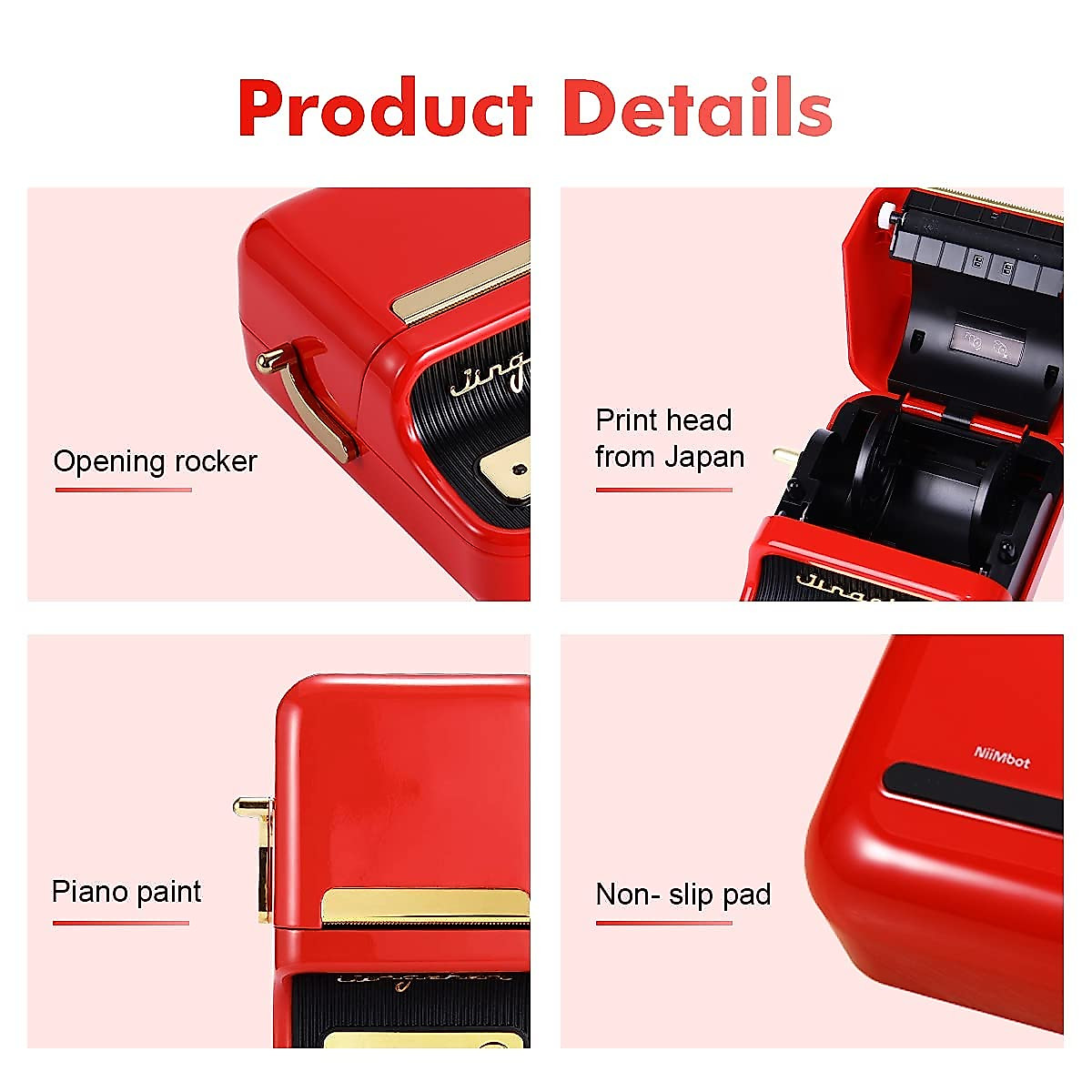 Smart Label Maker B21 with 230 Labels Bluetooth Thermal Price Barcode Label Printer Mailing Address Labels Machine Compatible with Android & iOS Applied to Organization Home Office Business (Red)
