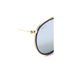 Ray-Ban Rb3517 Folding I Round Sunglasses, Gold/Light Green Mirrored Silver, 51 mm