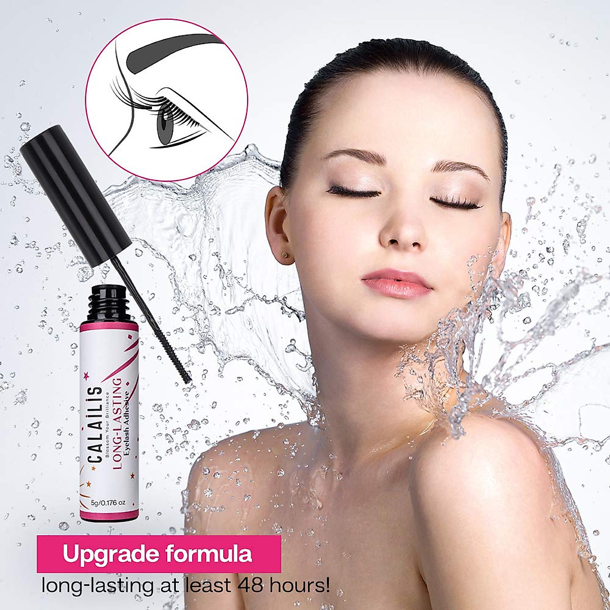 CALAILIS Cluster Lash Glue,DIY Individual Lash Glue, Lash Cluster Glue, Super Strong Hold 48 Hours for Cluster Lashes, Waterproof Sensitive Glue, Latex Free