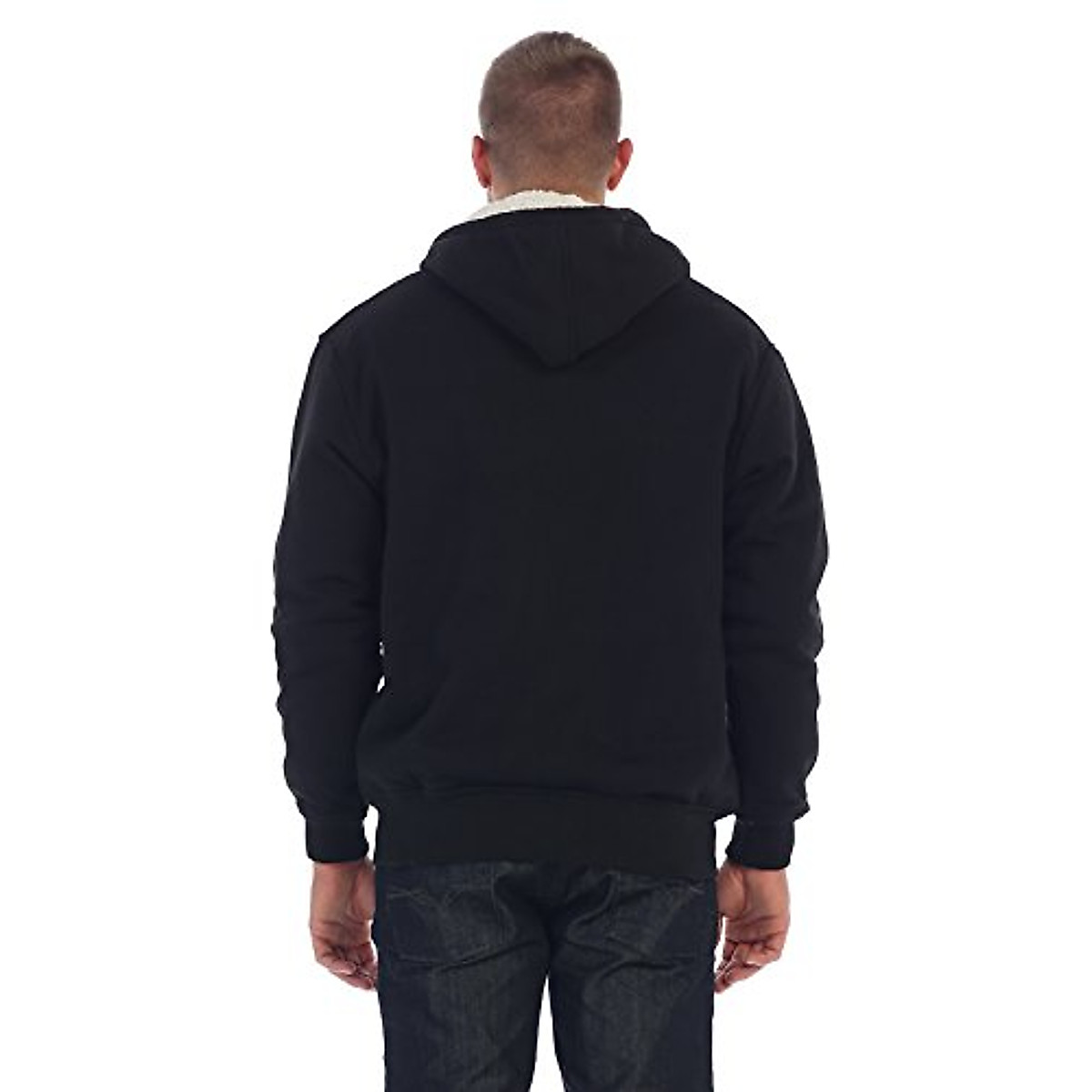 Gioberti Men Heavyweight Sherpa Lined Fleece Hoodie Jacket, Black, Large