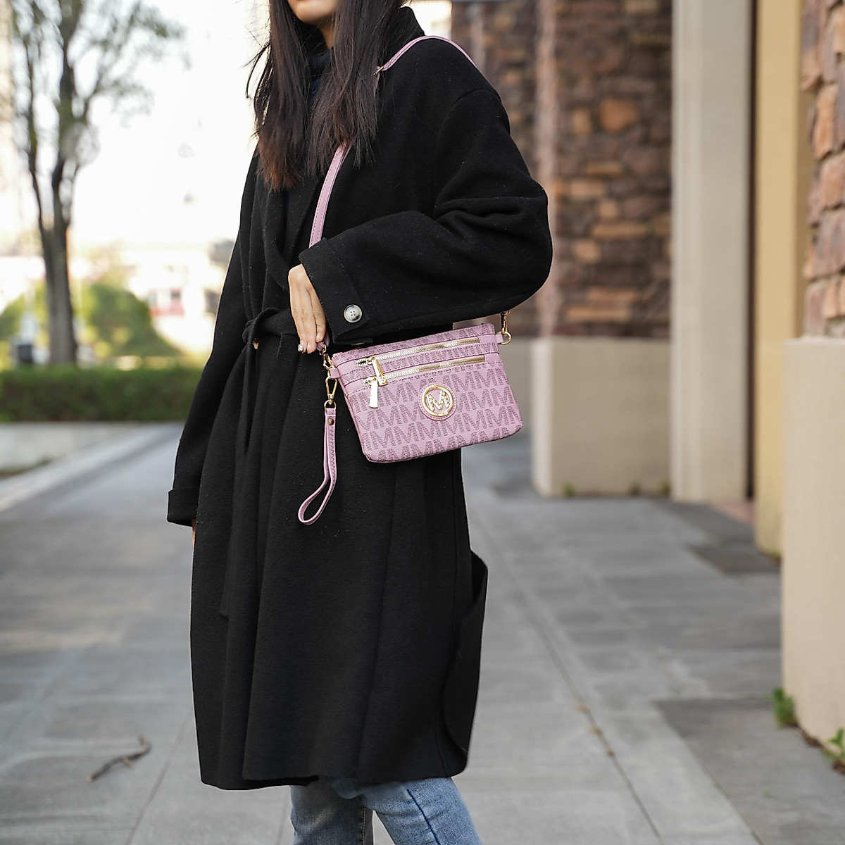 MKF 2 in 1 Crossbody Bags for Women, Wristlet Purse - Ladys Small PU Leather Messenger Handbag - Adjustable Strap Red