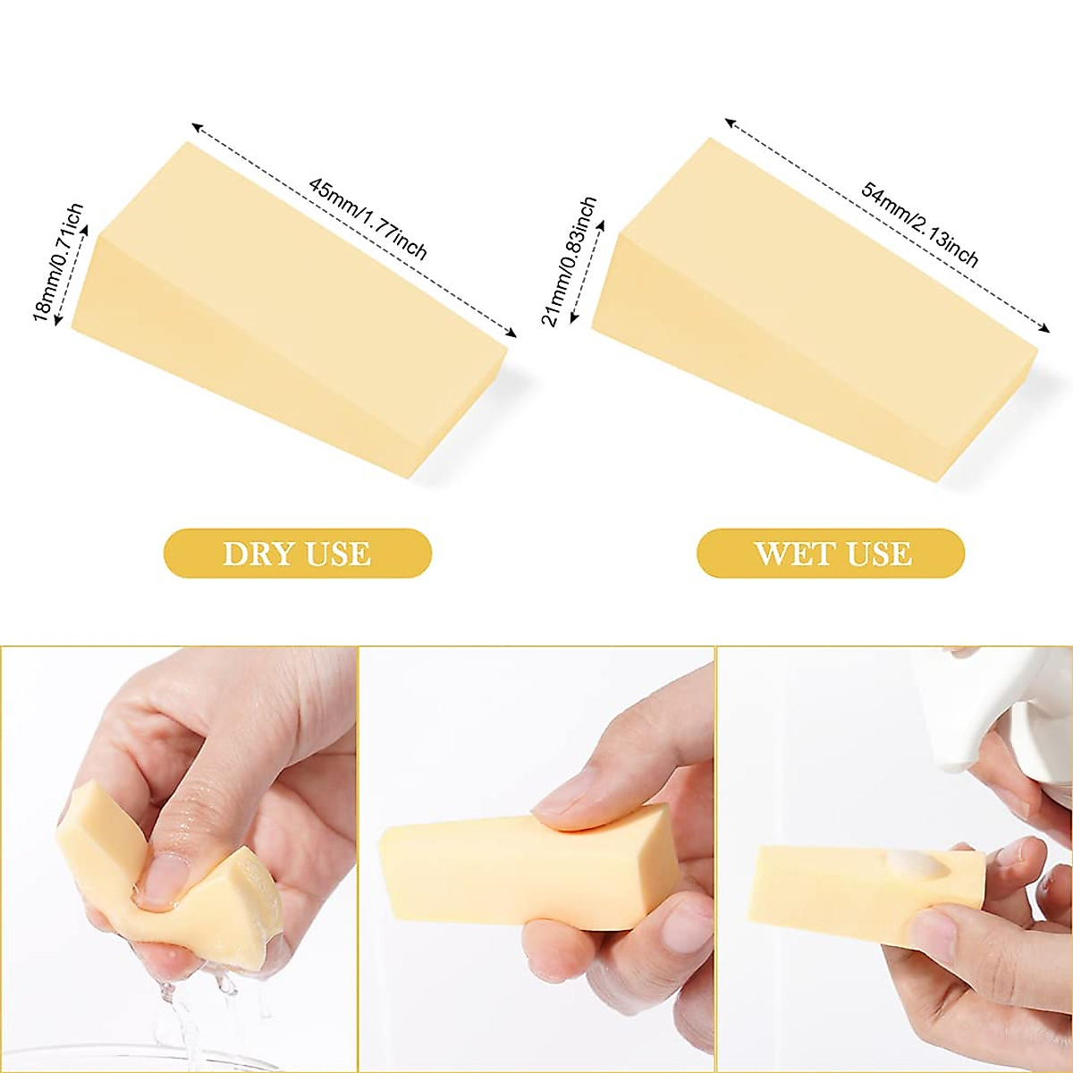 AUAUY 48 Pcs Makeup Sponge Wedge Shaped Blender, Mini Applicator Wedges, Non-Latex Cosmetic Puff, Cosmetic Wedges Beauty Blender Sponges, For Foundation Liquid Cream - Pink&Beige