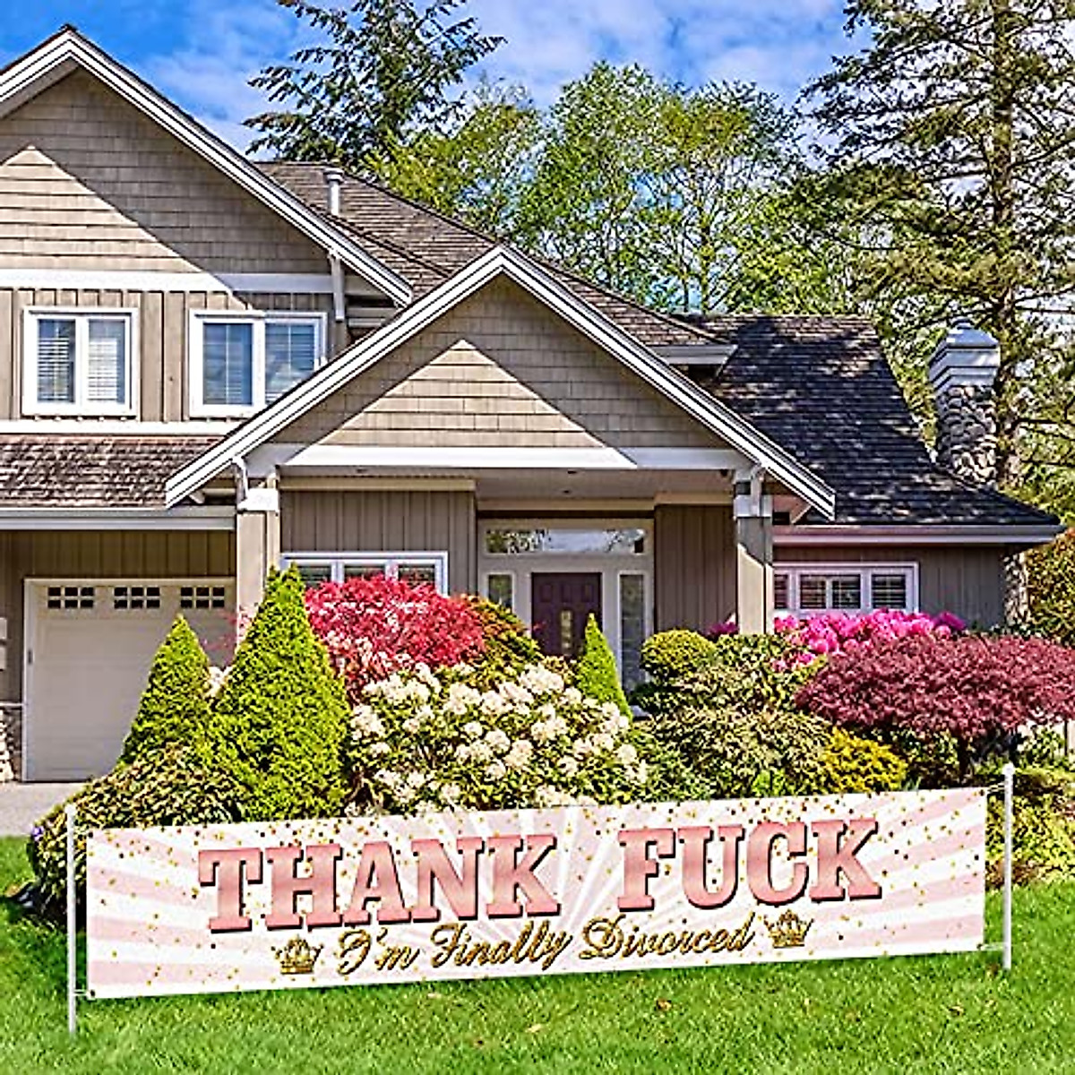 Large Thank Fuck I'm Finally Divorced Banner,Divorce Party Decorations Supplies,Just Divorce Finally Divorce Large Banner Backdrop,Divorce Freedom Newly Single Lawn Sign Yard Sign 9.8x1.6 Feet