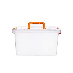 Noble Designs Storage Bins | Medium and Small Set (6q & 3.5q) | Perfect for Toy Set | Office Set | Outdoors and Outings Set | Latches Well | Orange Latches and Folding Handle