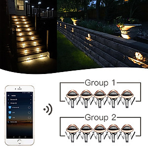 FVTLED WiFi Deck Lights, WiFi Controlled 10pcs Low Voltage LED Deck Lights Kit Φ1.38 Outdoor Recessed Step Stair Warm White LED Lighting Work with Alexa Google Home, Red Bronze