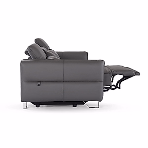 ZURI Modern Macau Reclining Leather Sofa in Slate