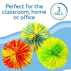 IMPRESA The Original 3 Pack Monkey Stringy Balls - Squeeze and Fidget Toys for Kids and Adults with ADHD and Autism - BPA/Phthalate/Latex-Free (3 Color Designs)