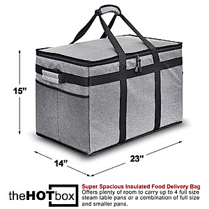 The HOT Box Insulated Food Delivery Bag - Premium Quality Bag for Hot and Cold Food for Uber Eats DoorDash Instacart Postmates Groceries Restaurants - XXL Sized Excellent for Catering - 23"x14"x15"