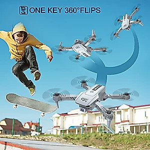 ScharkSpark Drone with 2K HD FPV Dual Camera for Adults and Kids, Mini RC Drone with 3D Flips/Altitude Hold/Headless Mode/Gesture Selfie/Waypoint Flight, 2 Batteries and Case, Gifts for Boys and Girls