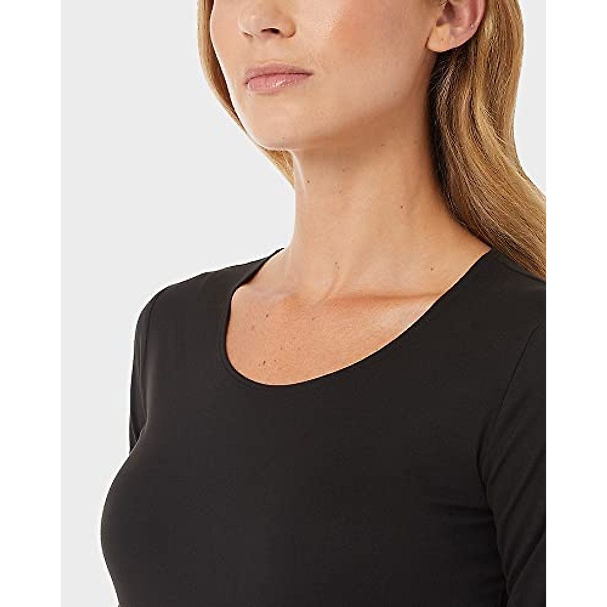 32 Degrees Women's Lightweight Baselayer Scoop Top | Long Sleeve | Form Fitting | 4-Way Stretch | Thermal, Black, Medium