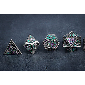 Mystical Forest of Elf DND Metal Dice Set for Dungeons and Dragons Gifts, D&D, D and D, Pathfinder, Accessories, D20, Polyhedral, Resin Dice, Metal, Dice Tray, Tower, Bag, Box