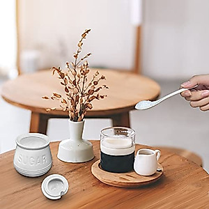 NAXIHOPT Sugar Bowl with Lid and Spoon, Ceramic Sugar Containers for Countertop, Sugar Cube Jar Coffee Bar Accessories, Covered Sugar Holder for Kitchen 12oz, White