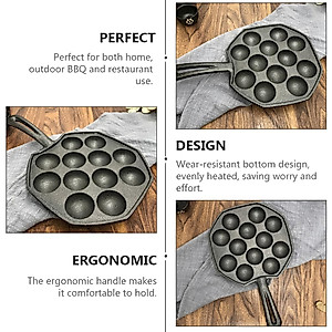 DOITOOL 2 Pcs Cast Iron Takoyaki Pan,12 Hole Heavy Duty Takoyaki Grill Pan,Non-Stick Takoyaki Maker Mold Skillet Baking Tray Octopus Meatball Maker