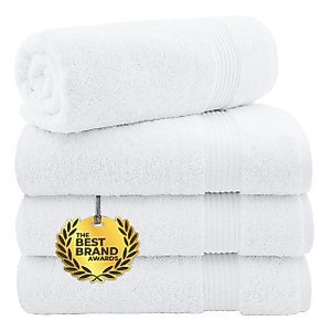 Cotton Paradise Bath Towels for Bathroom, 100% Cotton 4 Piece Turkish Bath Towel Set, Soft Plush Bath Towels Clearance Bathroom Set, White Bath Towels