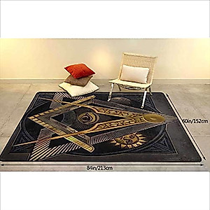 Masonic Freemasonry Meditation for Freedom Cozy Throw Rug Carpet Soft Non-Slip Floor Mat for Bedroom Living Room Office Home Decor 84 X 60 in