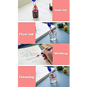 XIAOYU Glass Dip Pen Set, 18 Pieces Calligraphy Pens Set - 14 Color Inks, Pen Holder, Cleaning Cup, 2 Crystal Glass Pens for Art, Writing, Drawing, Signatures