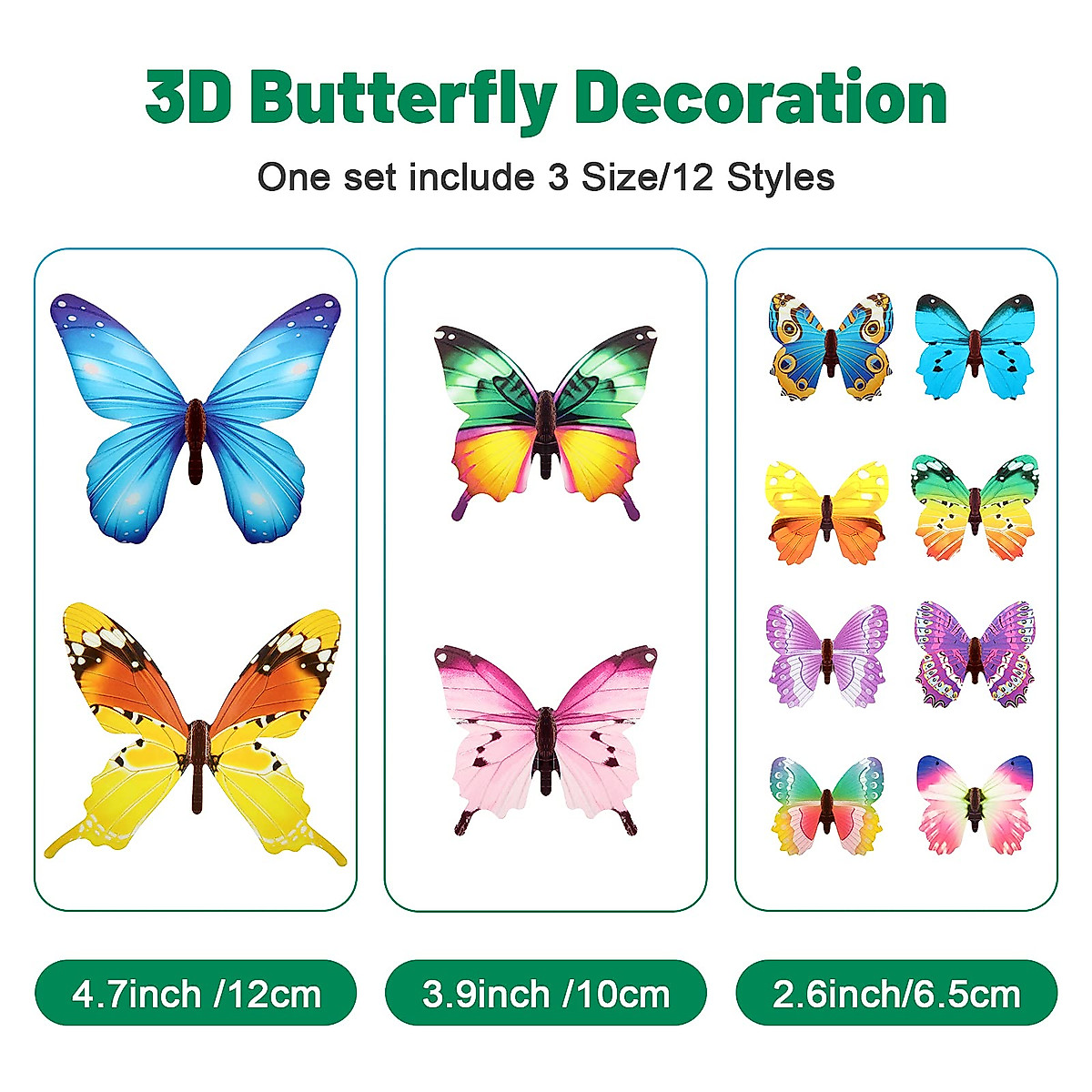 96 Pieces Butterfly Wall Decals Glow in The Dark Butterflies Decor for Ceiling Adhesive Removable 3D Luminous Mural Stickers for Kid Bedroom Nursery Living Room Home Garden Decoration, Multi Colors