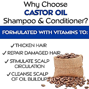 Ultra Volumizing, Growth Stimulating Organic Castor Oil Shampoo and Conditioner Set. Huge 26.5 oz Shampoo Conditioner Combination Pack to Strengthen, Grow and Restore.