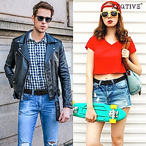 XZQTIVE Studded Belt Punk Rivet Belt Punk Leather Belt for Women/Men (Black, Fit Pant 31-36 inch)